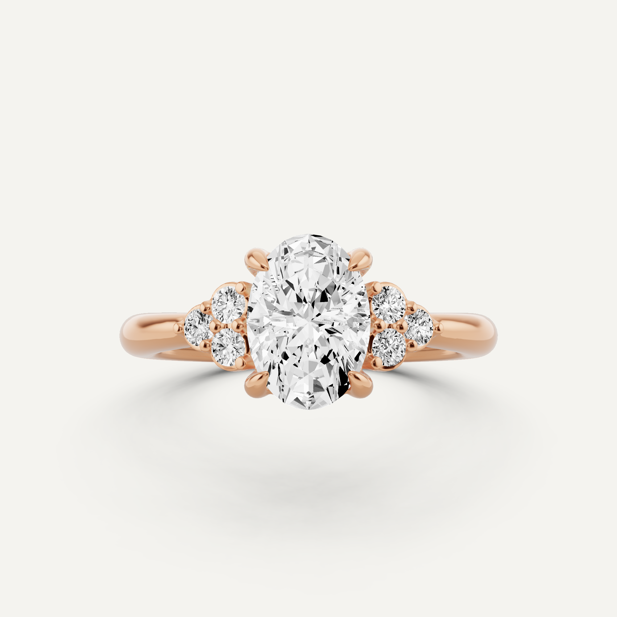 1 1/6 ctw Oval Diamond Side Stone Engagement Ring - Von Diamonds