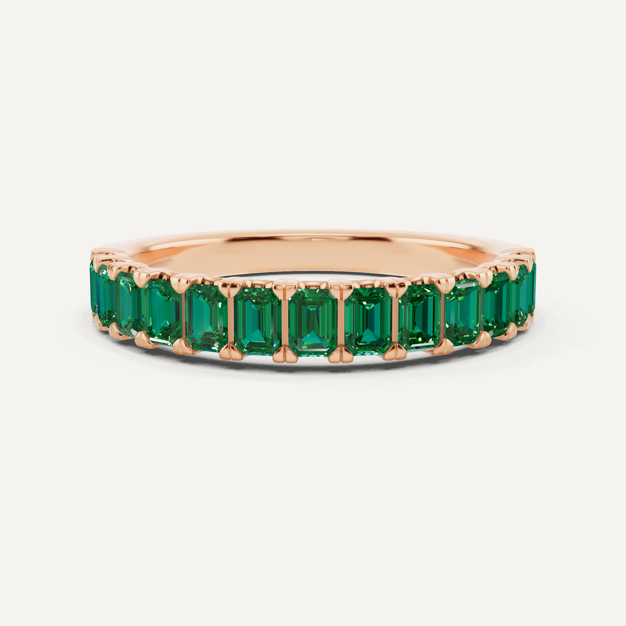 1 ctw Created Emerald Prong Set Wedding Band - Von Diamonds