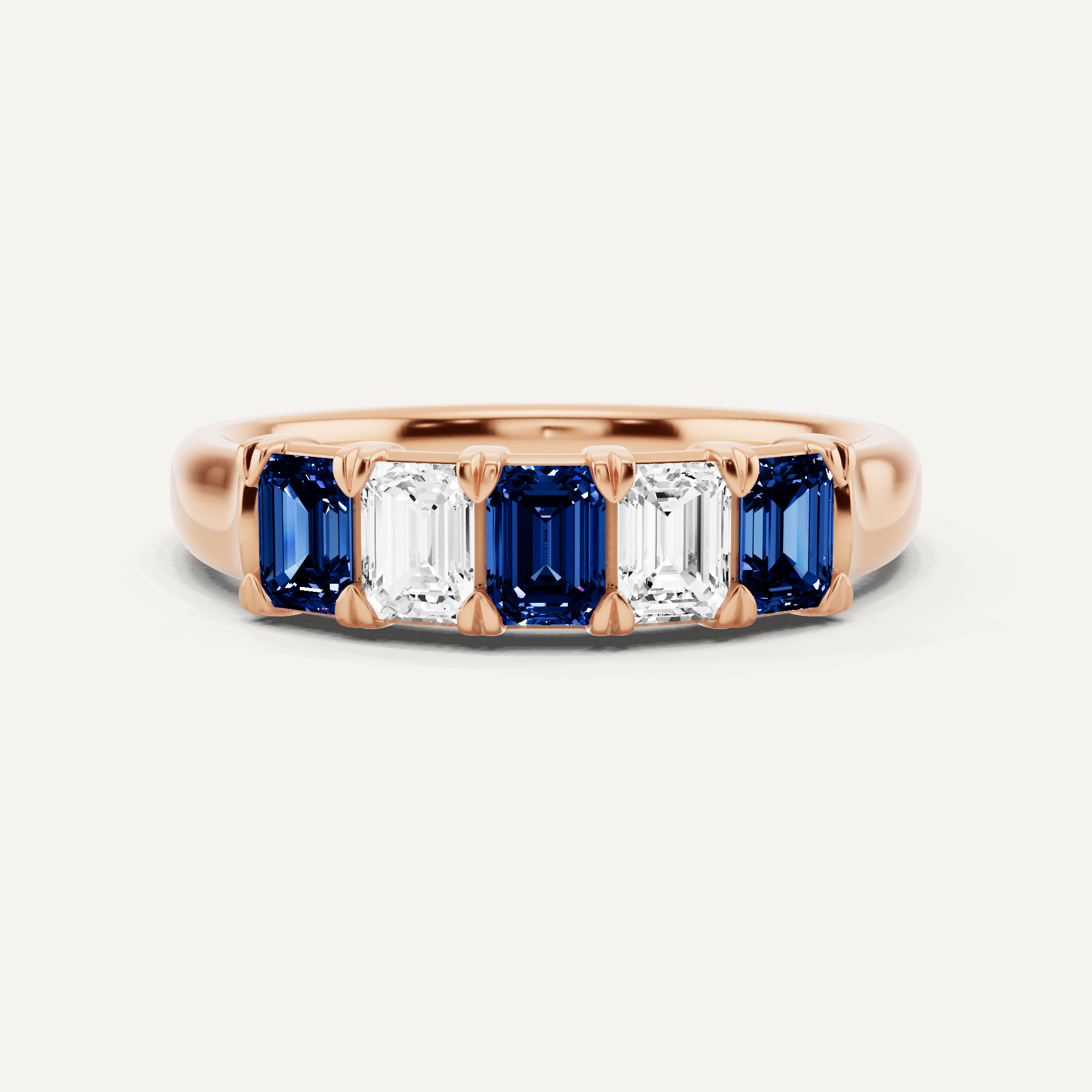 1 ctw Emerald Diamond & Emerald Created Sapphire Alternating Five Ston ...