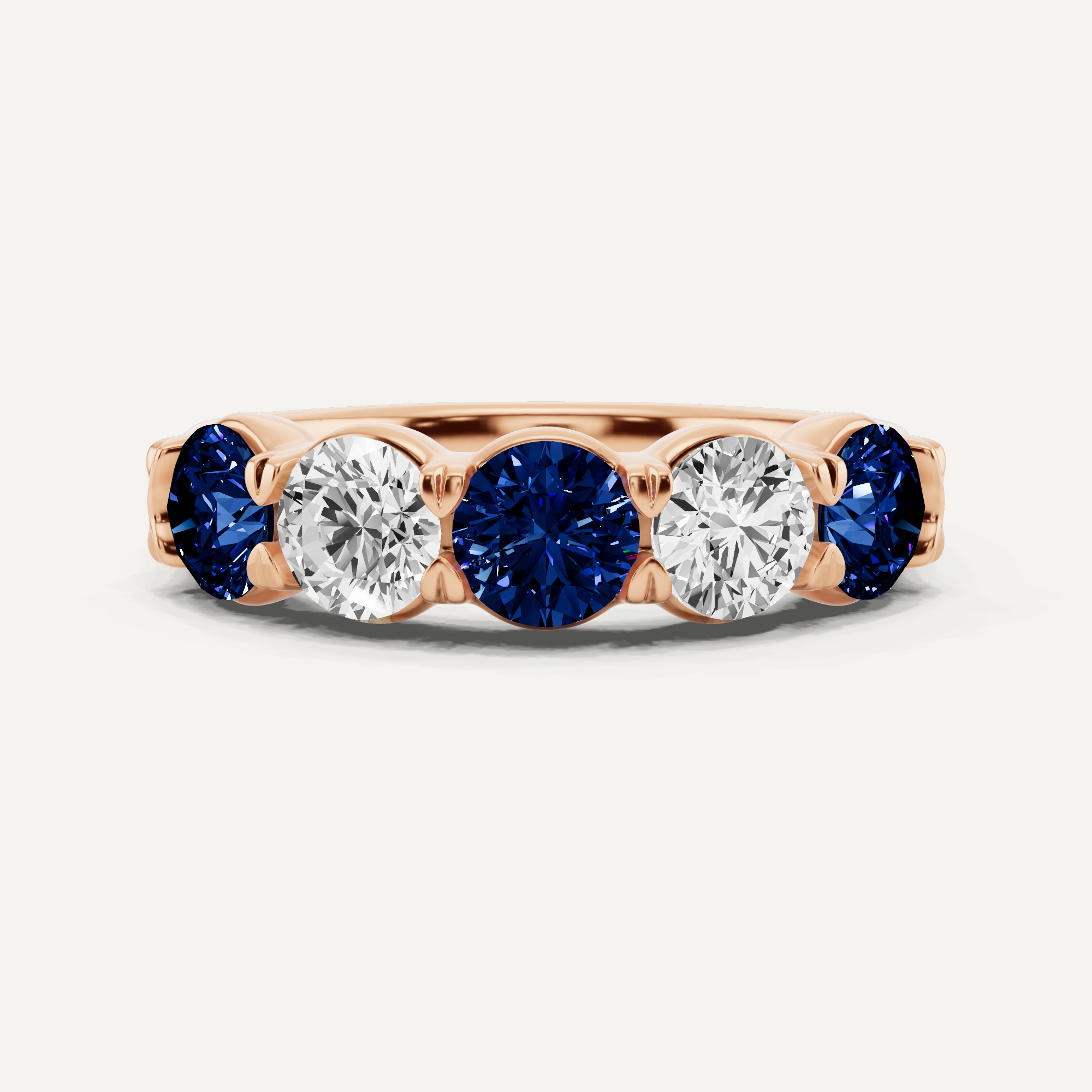 2 ct Lab Diamond Sapphire Five Stone Band | Von Diamonds